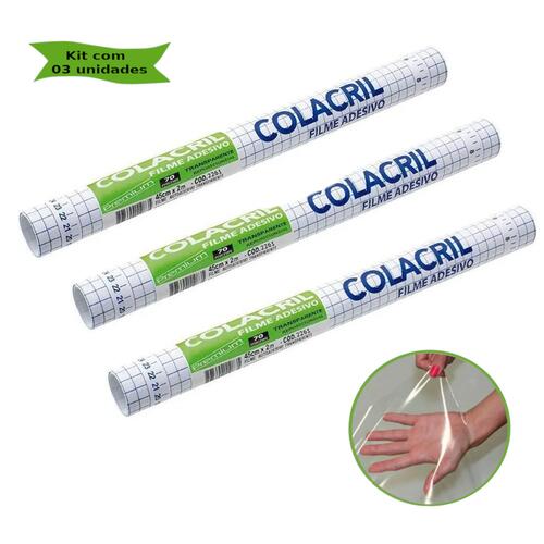 Comprar Plástico Adesivo Colacril 45cmX2m Transparente 70 Micras C/3 ...
