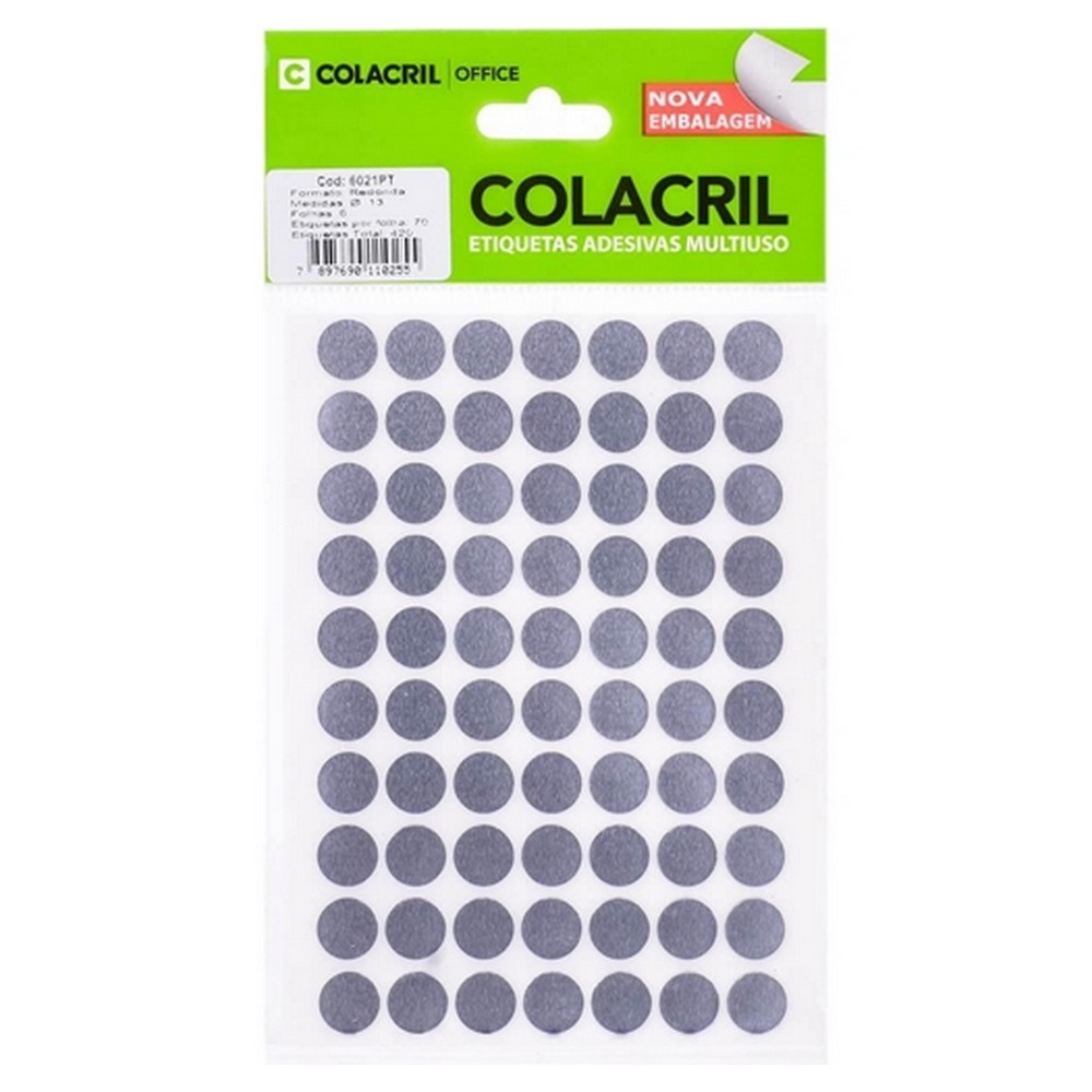 Comprar Etiqueta Colacril Multiuso 6021 Redonda 13mm C/420 Prata - a ...