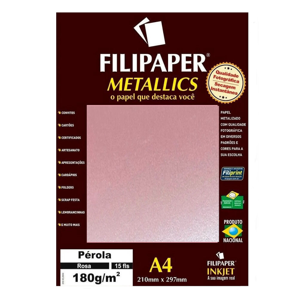 Comprar Papel Pérola A4 Filipaper Metallics 180g 15 Folhas - de R$34,10 ...