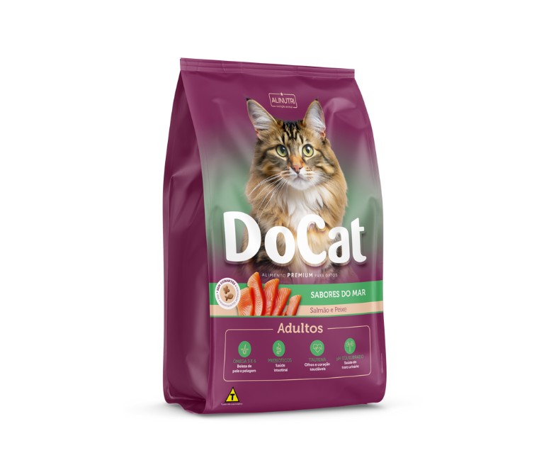 Comprar Docat Premium Gatos Adultos Salmão e Peixe 1 kg - R$19,90 ...