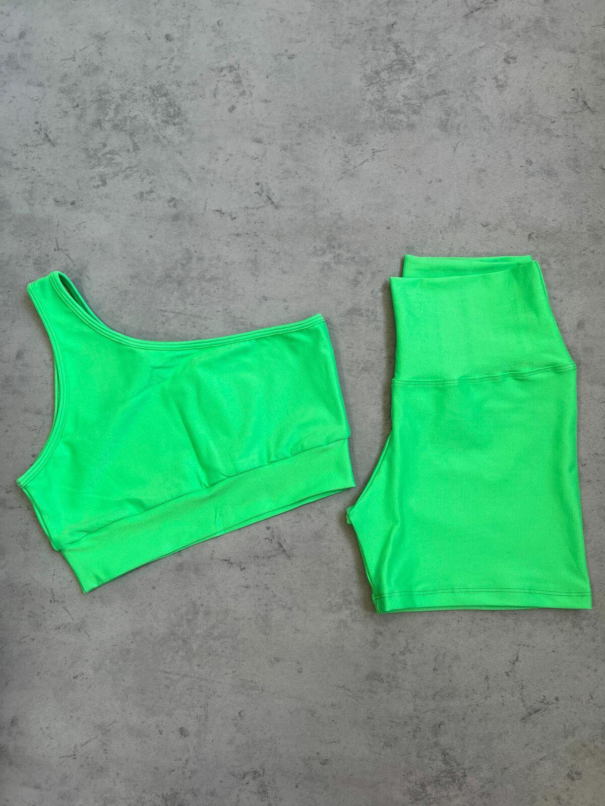 Comprar Short Básico + Top Sophia - Compressão Verde Flúor - Criare Fitness