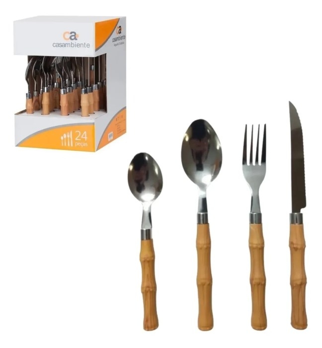 Comprar Faqueiro 24 Peças Tropical Bambu - Casa Ambiente - a partir de ...