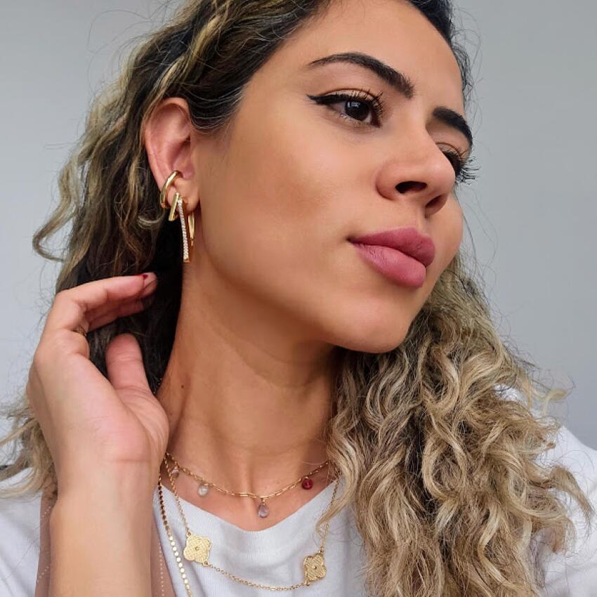 Piercing Fake Earhook Liso G Folheado a Ouro 18K - a partir de R$56,90