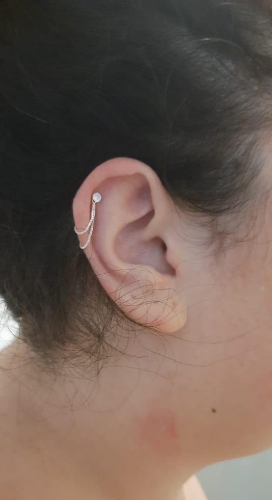 Piercing Hélix Ponto de Luz com Correntinha em Prata 925 - a partir de ...