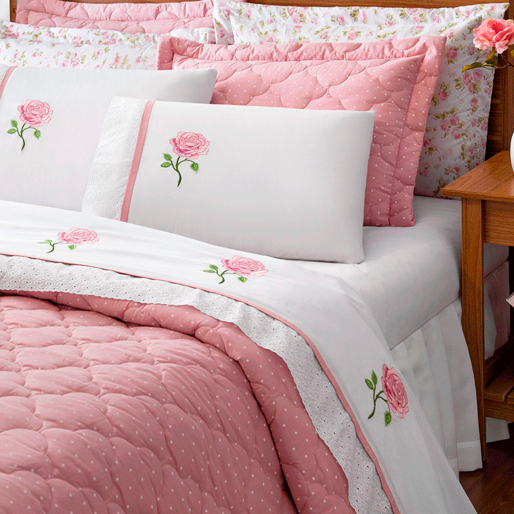 Comprar Cobre Leito Queen Tecido Misto Matelado Kit 07 Peças Athena ...