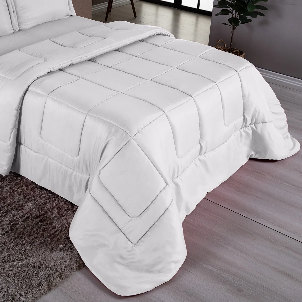 Edredom Casal Queen Dupla Face Microfibra Conforto - Branco - a partir ...