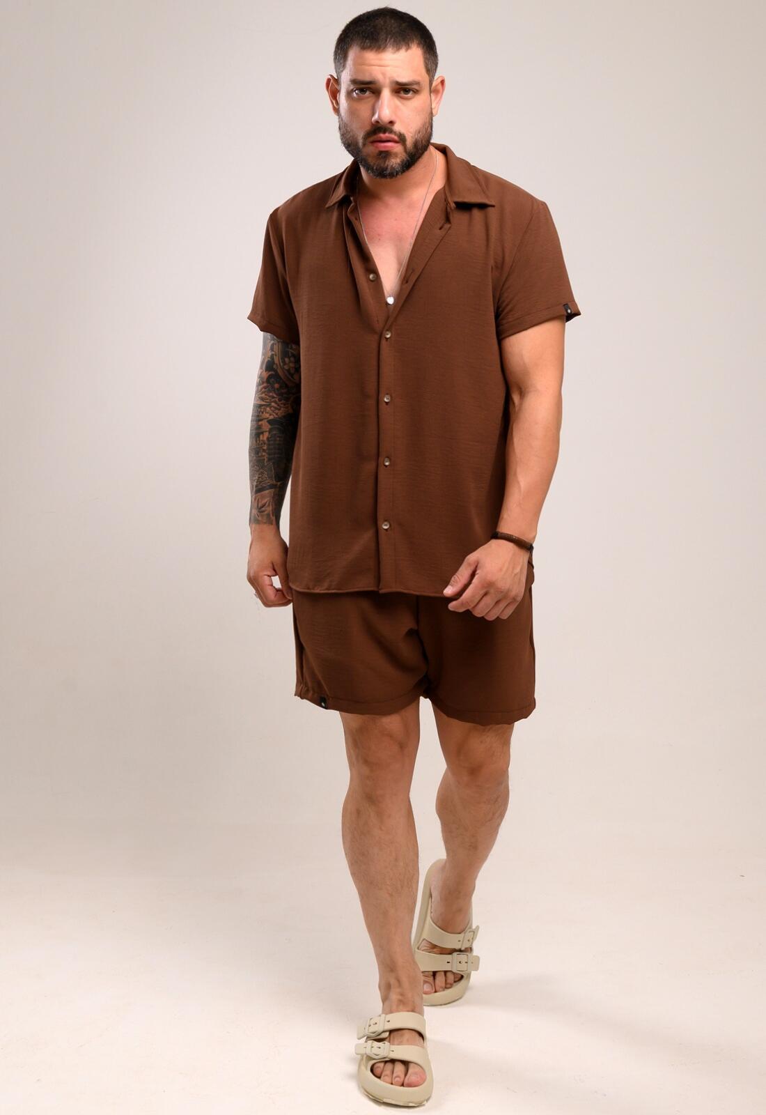 Kit Completo Conjunto Masculino Marrom Verão | Promoção