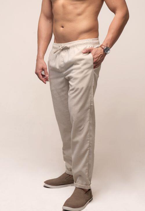 Calça De Linho Masculina Casual Premium - Natural - a partir de R$189,90