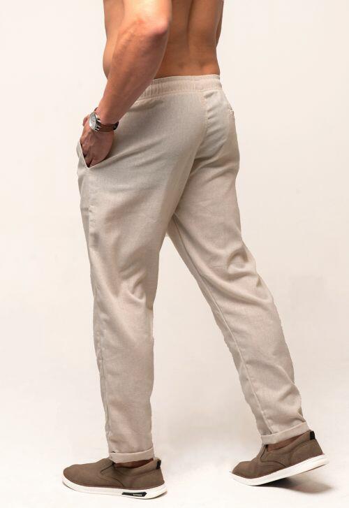 Calça De Linho Masculina Casual Premium - Natural - a partir de R$189,90