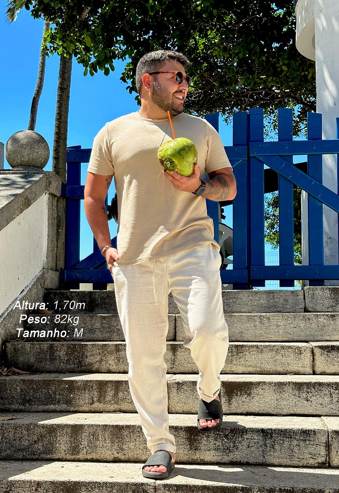 Calça De Linho Masculina Casual Premium - Natural - a partir de R$189,90