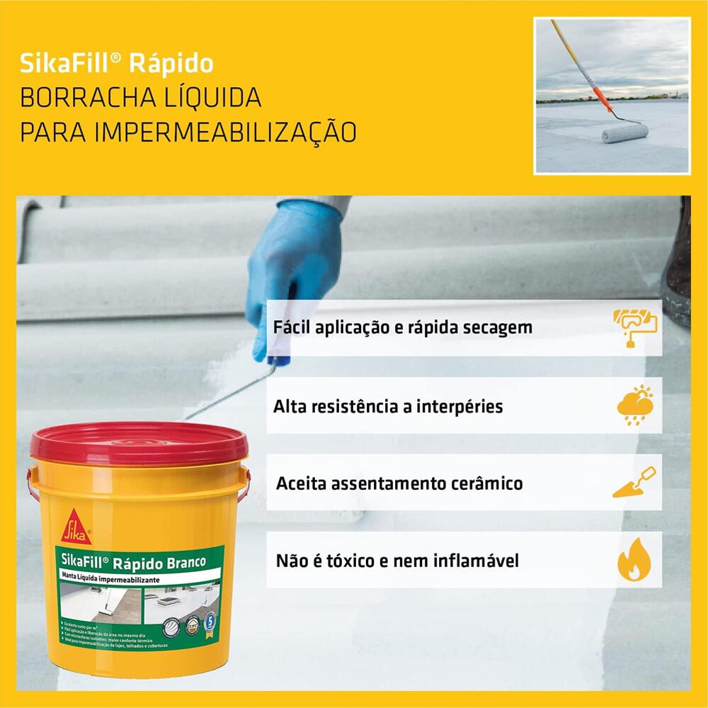 Comprar Kit 2 Manta Liquida Sikafill Rápido 3,6kg Branco - Sika - a ...