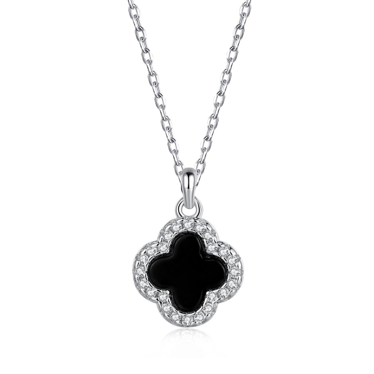 Comprar Colar Trevo Preto Cravejado - R$119,40