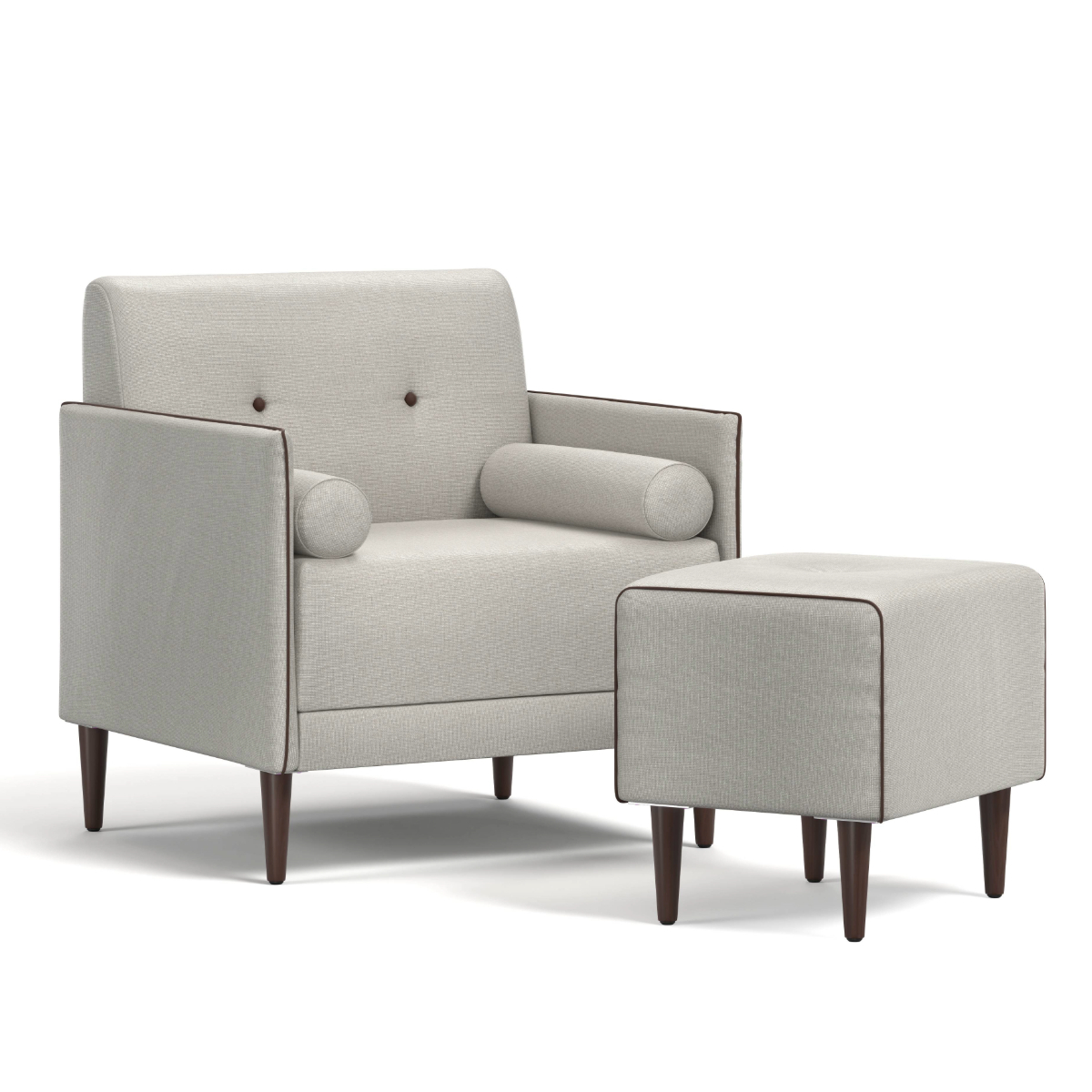 Poltrona Sofá Eloah com Puff Linho Decorativo com Almofada Solta - a partir de R$645,96