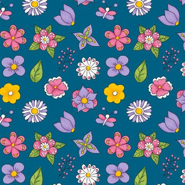 Comprar Tecido Nacional Mini Flor Azul 0,5X1,50 - a partir de R$16,14