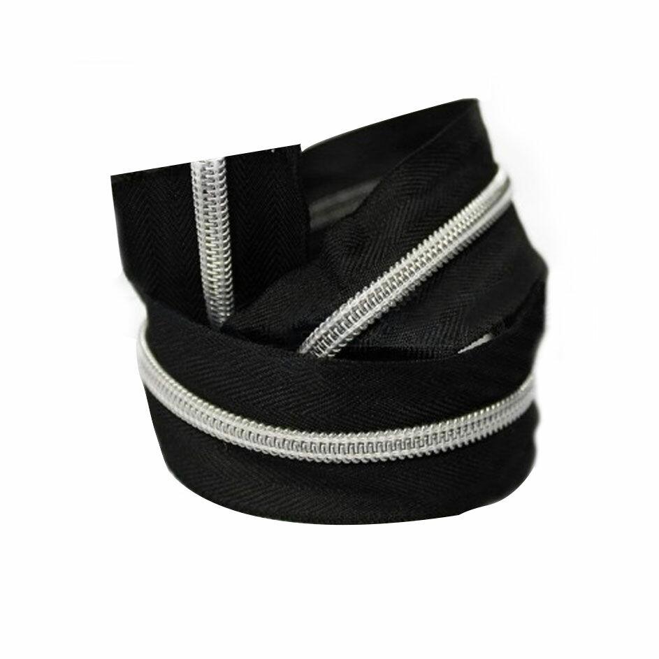 Comprar 5 Metros De Ziper Preto C/ Dente Prata N 5/6 - a partir de R$6,64