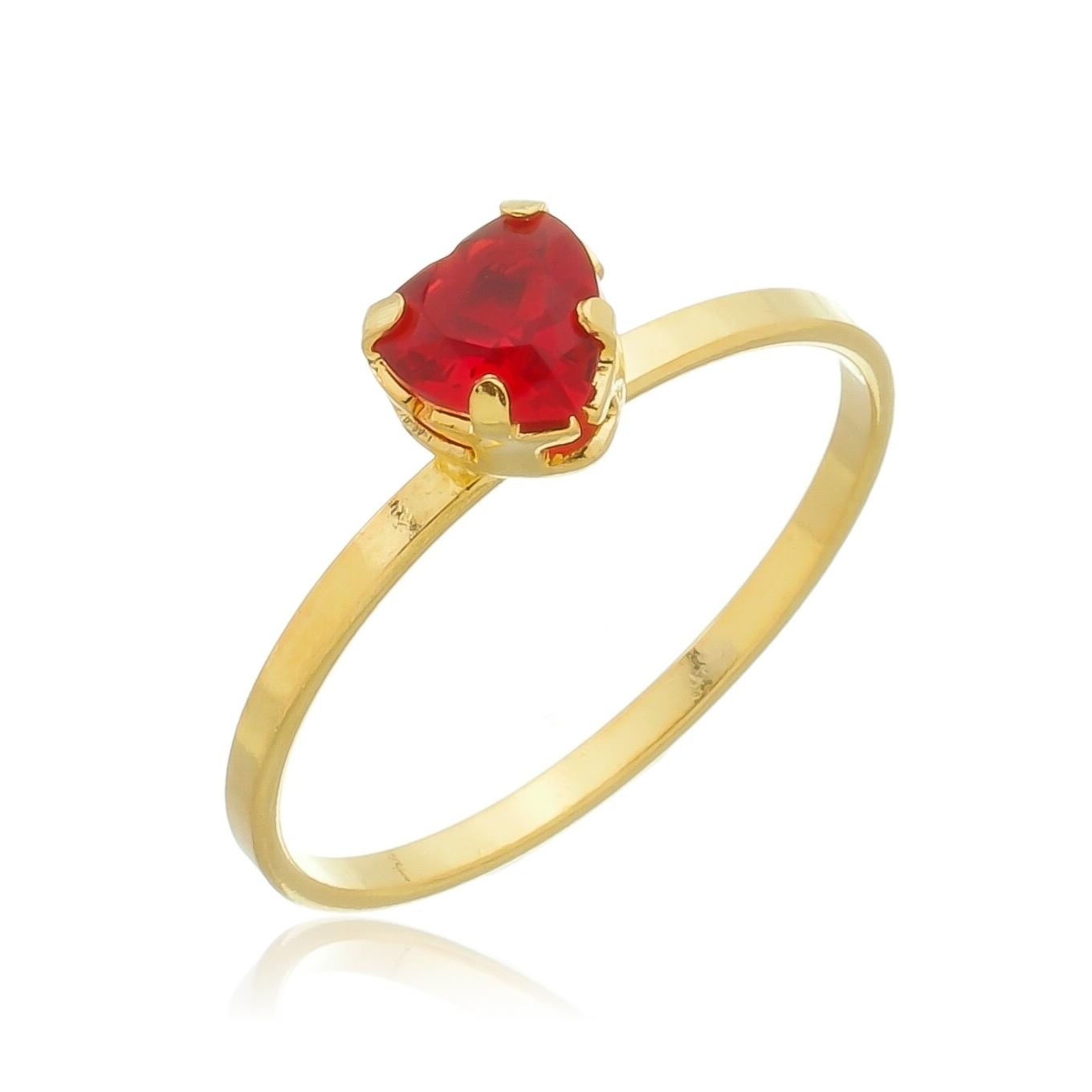 Comprar Anel Coração Vermelho - Banhado a Ouro 18K - R$50,83 - Dacas Shop