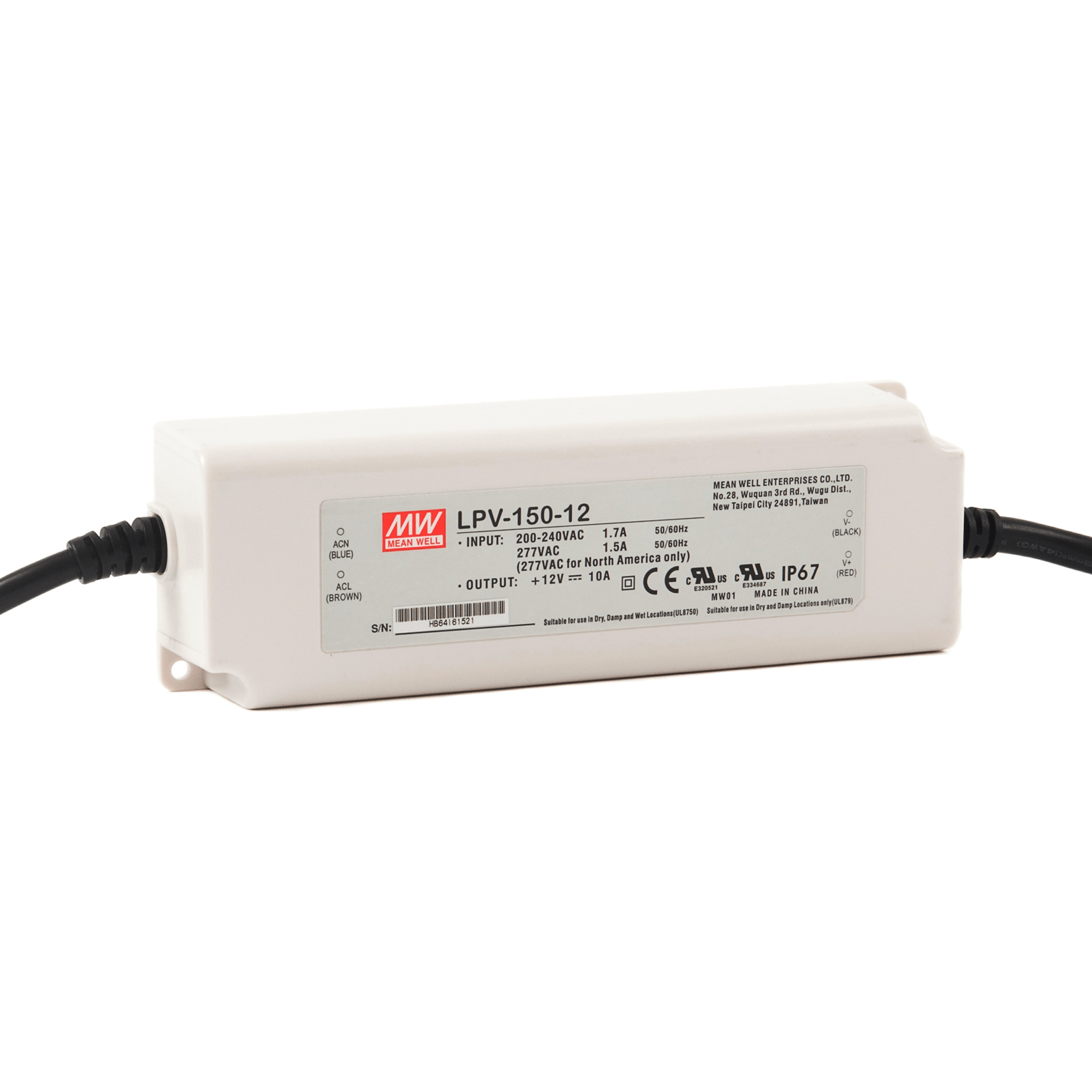 LPV-150-12 Mean Well | Fonte LED 150W 12VCC 10A 180-305VCA 254-431VCC ...