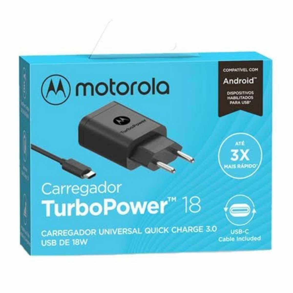 Kit Carregador Turbo 18W Motorola Carregador Turbo - a partir de R$24,69