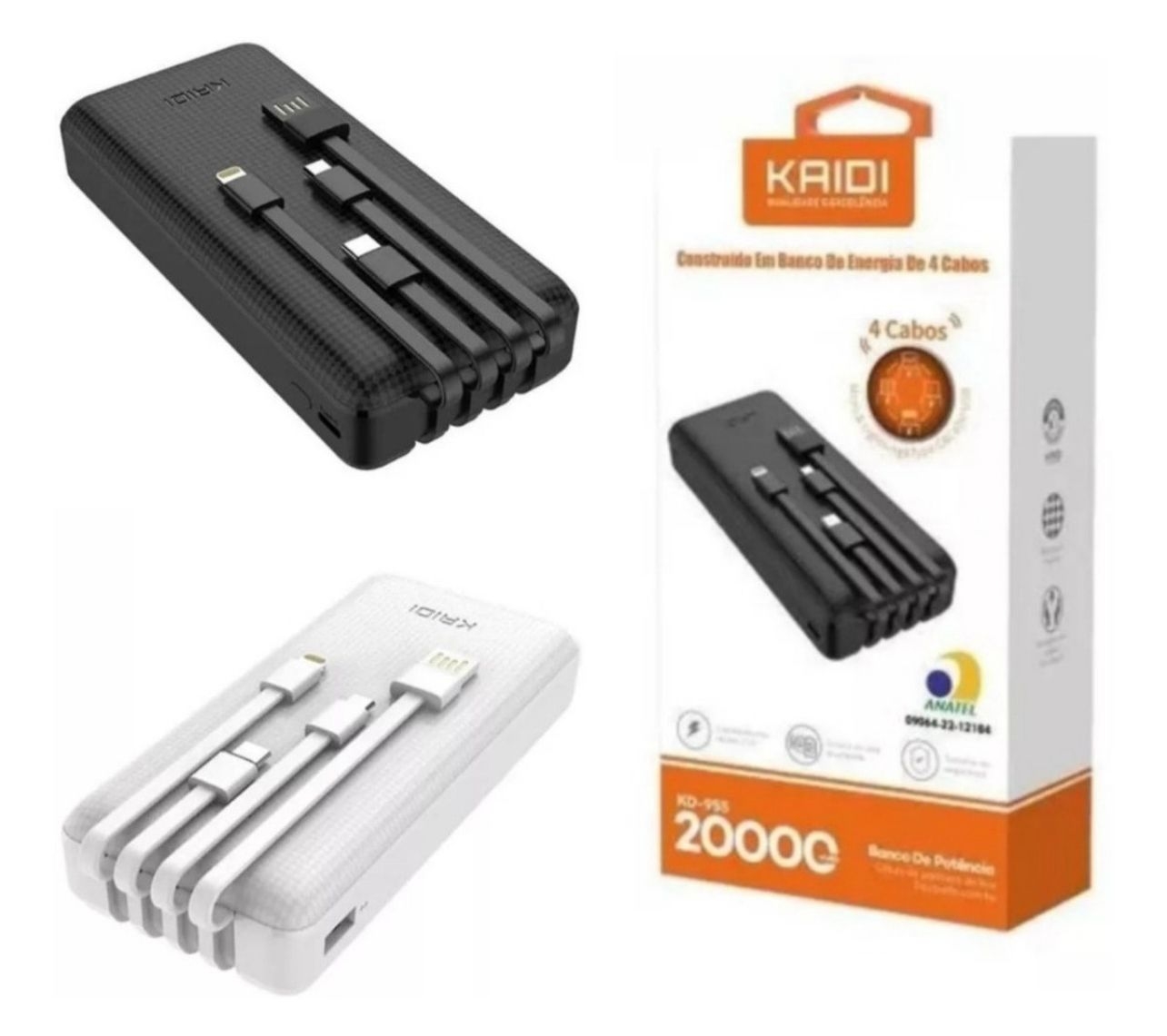 Carregador Portátil Powerbank 20.000mAh Kaidi KD-955 - a partir de R$100,32