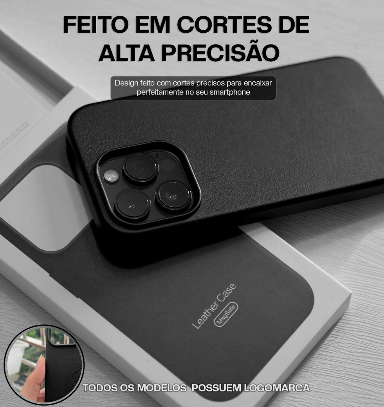 Capa Para Celular Leather Com MagSafe Linha iPhone 16 - a partir de R$64,12