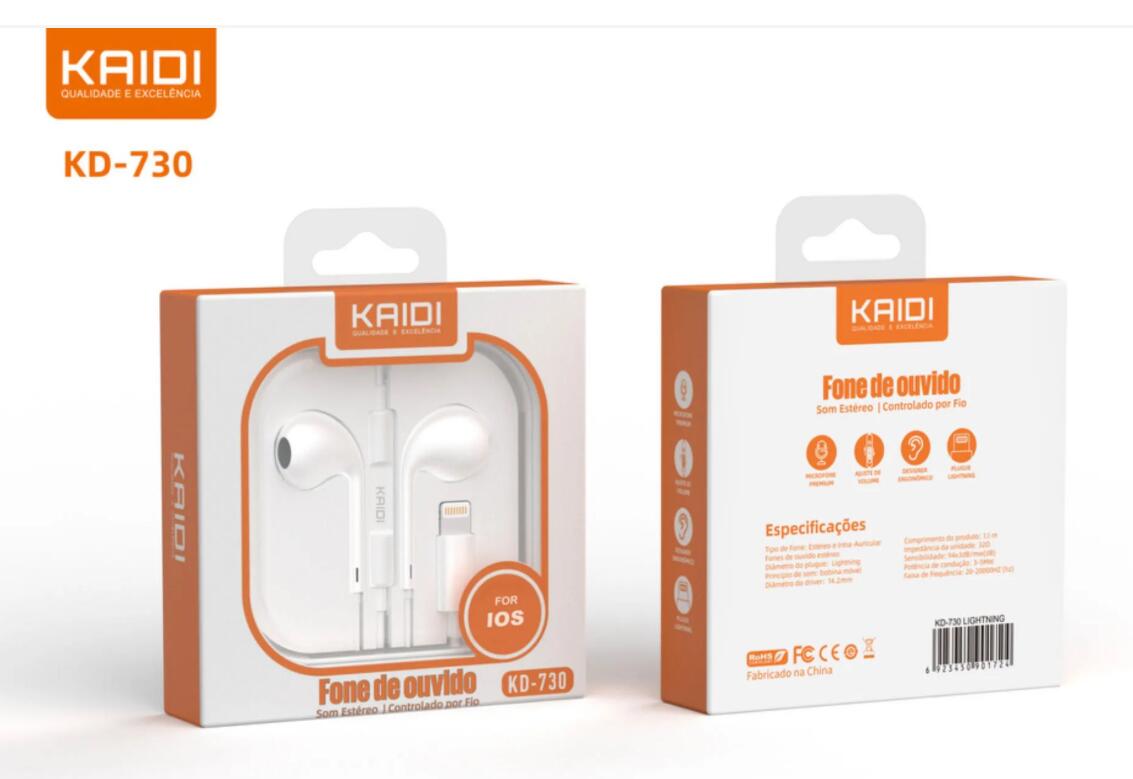 Fone de Ouvido Lightning Kaidi KD-730