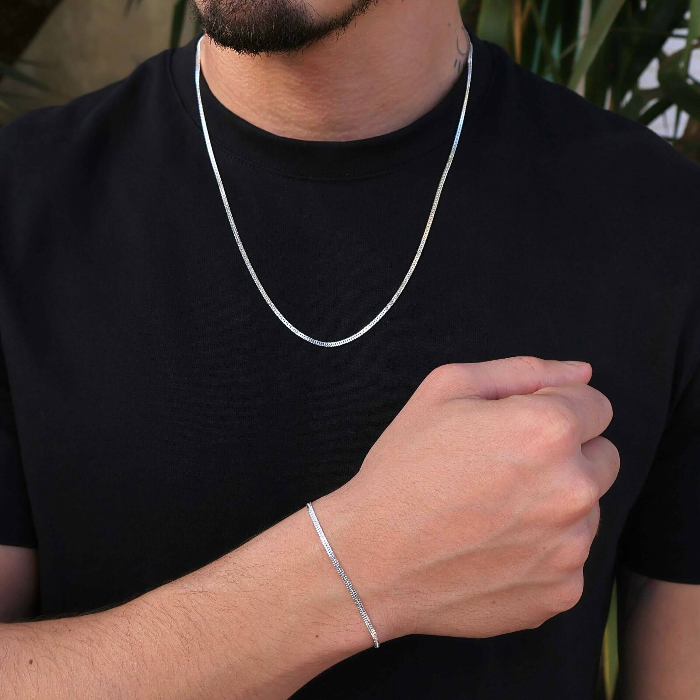 Comprar Kit Corrente e Pulseira Grumet Elo Duplo 2 mm de Prata - de R ...