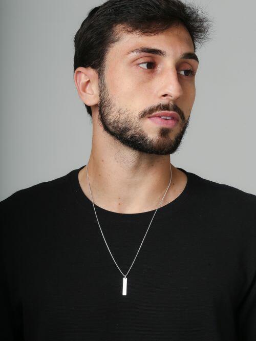 Colar Masculino de Prata 925 com Medalha Retangular - de R$161,40 a R ...