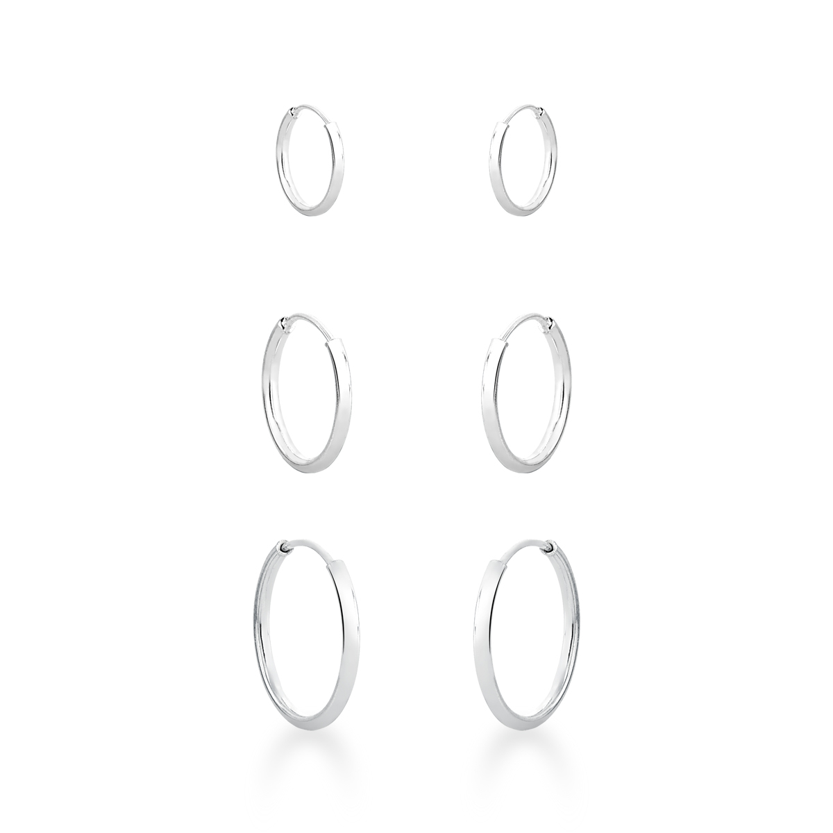 Kit Brinco Trio de Prata 925 Argolinhas Lisas | Nácar Pratas