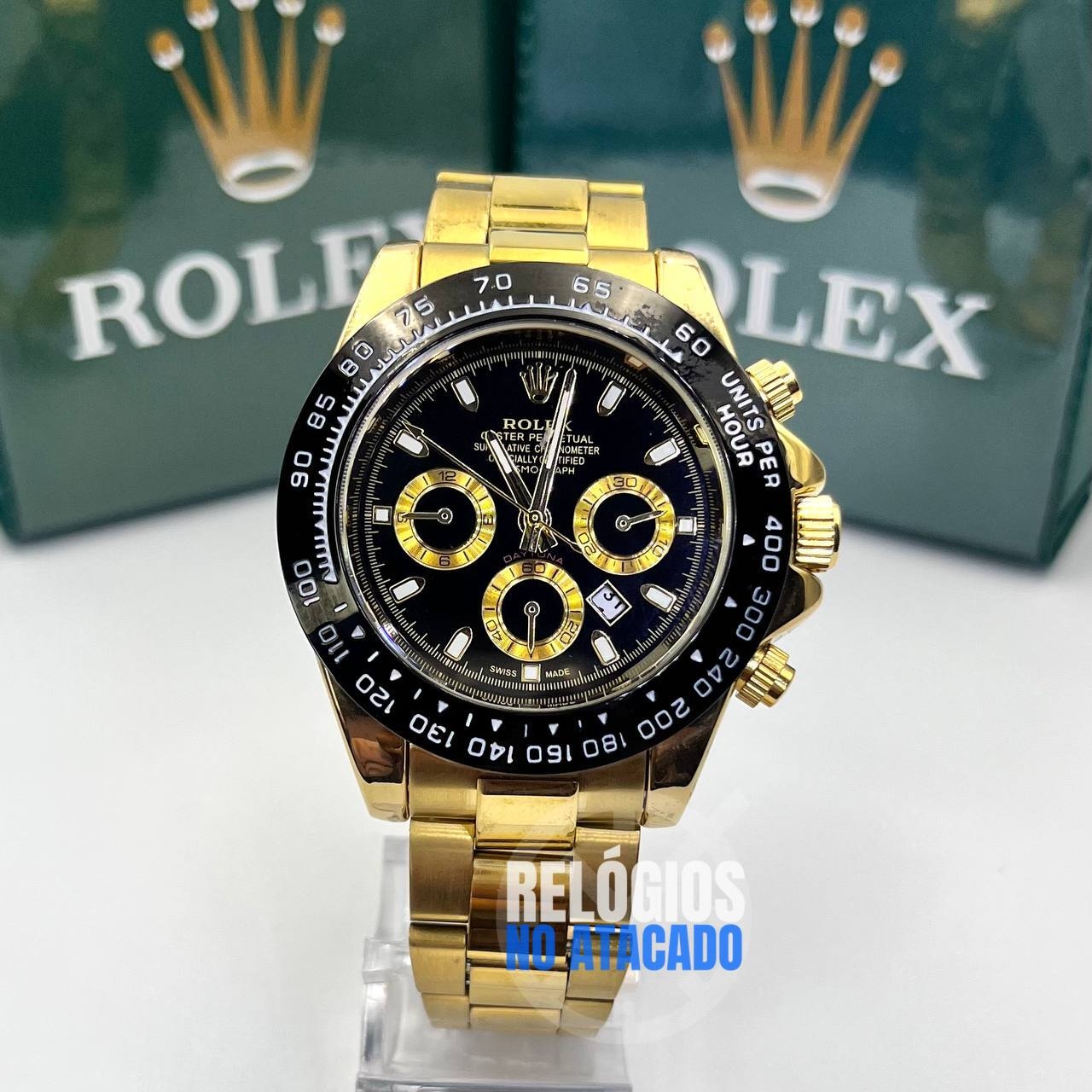 Comprar Relógio Unissex Rolex Daytona Dourado linha Gold a prova dagua ...