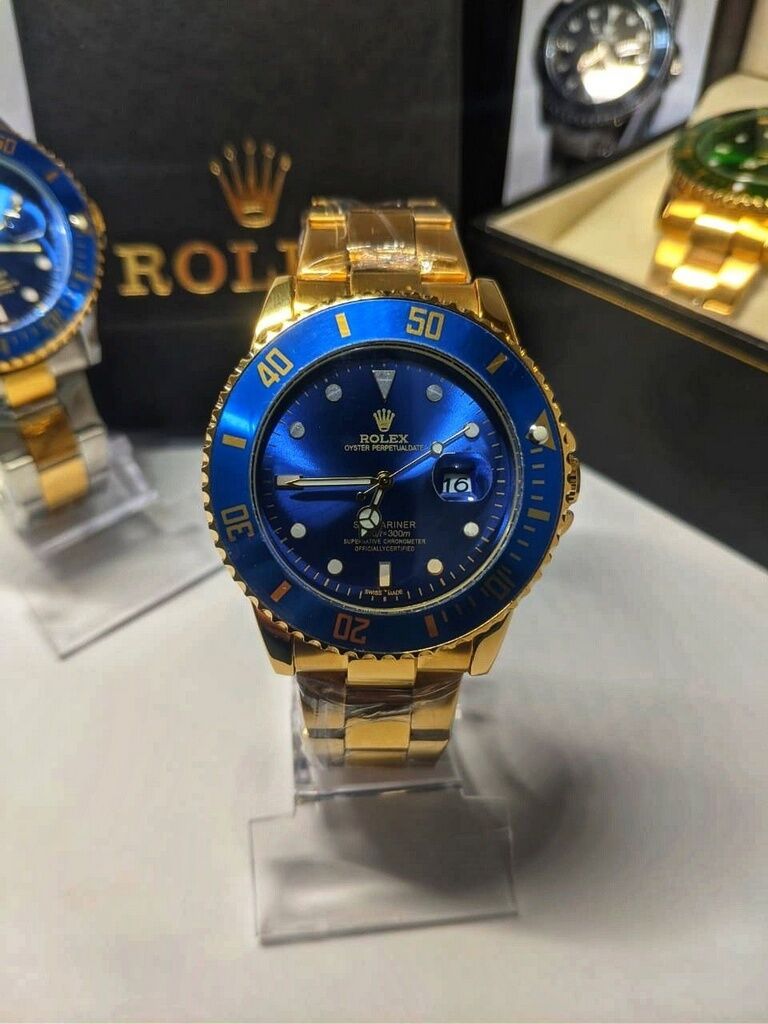Comprar Rolex Submariner Dourado/Azul linha Gold a prova dagua - R$125 ...