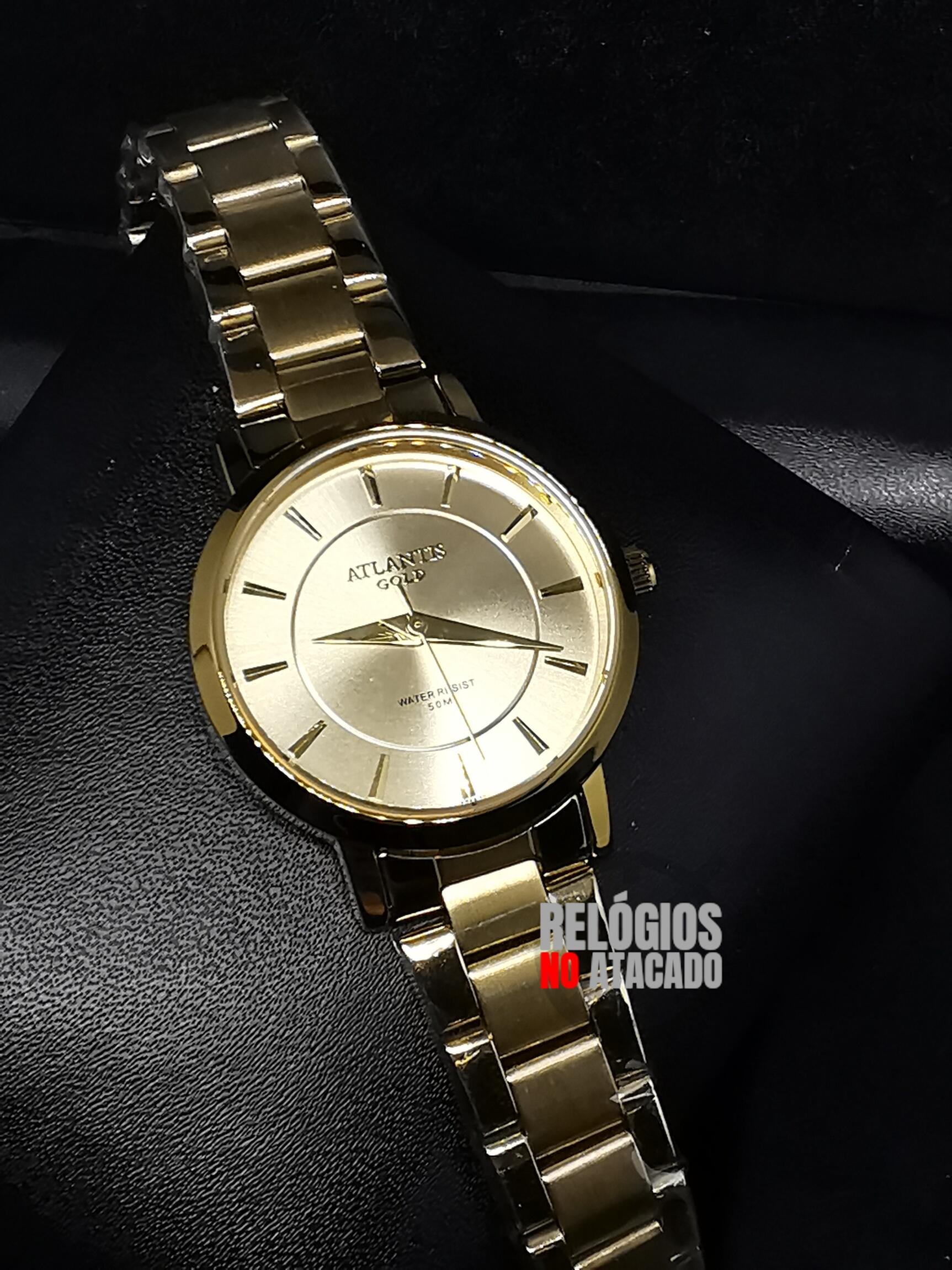 Comprar Relogio Feminino Atlantis Gold Dourado Aprova Dagua - R$79,99 ...