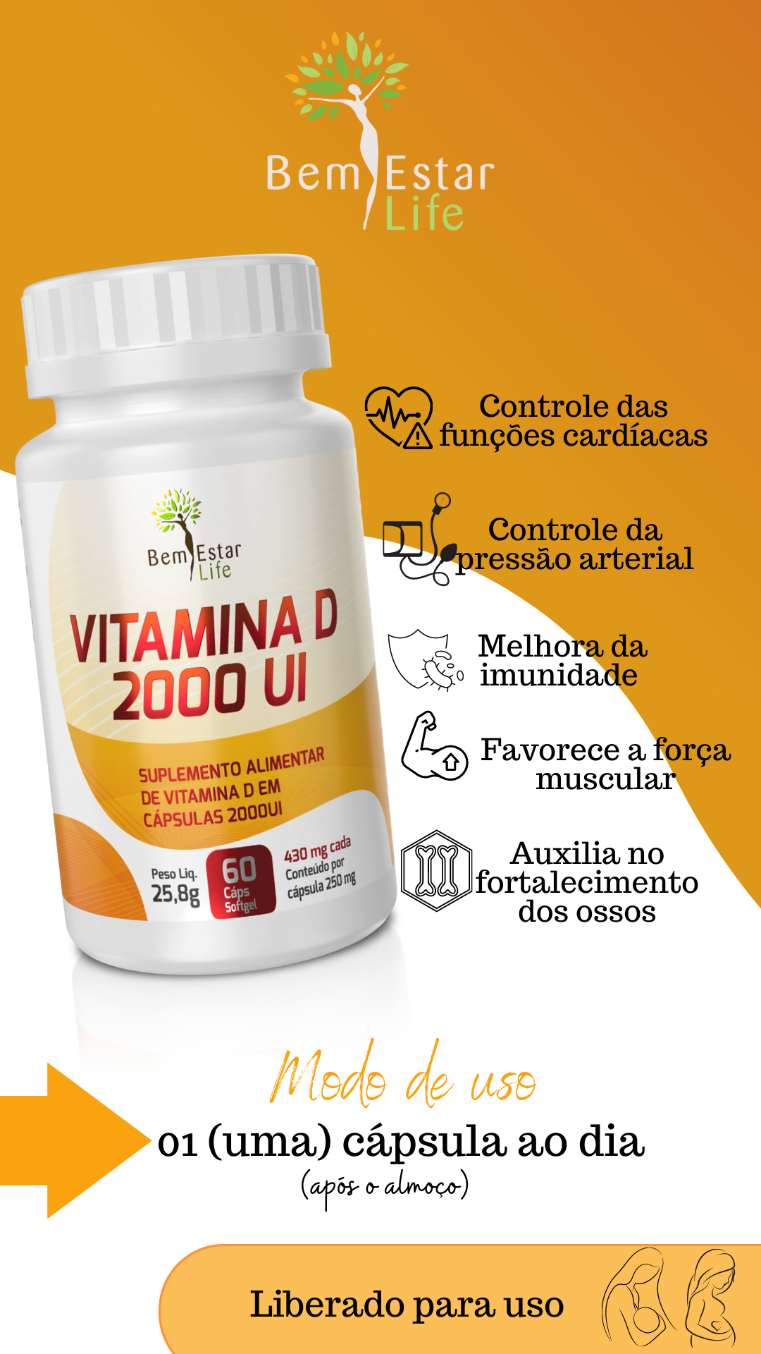Comprar Vitamina D 2000 UI - 30 caps. - a partir de R$56,05