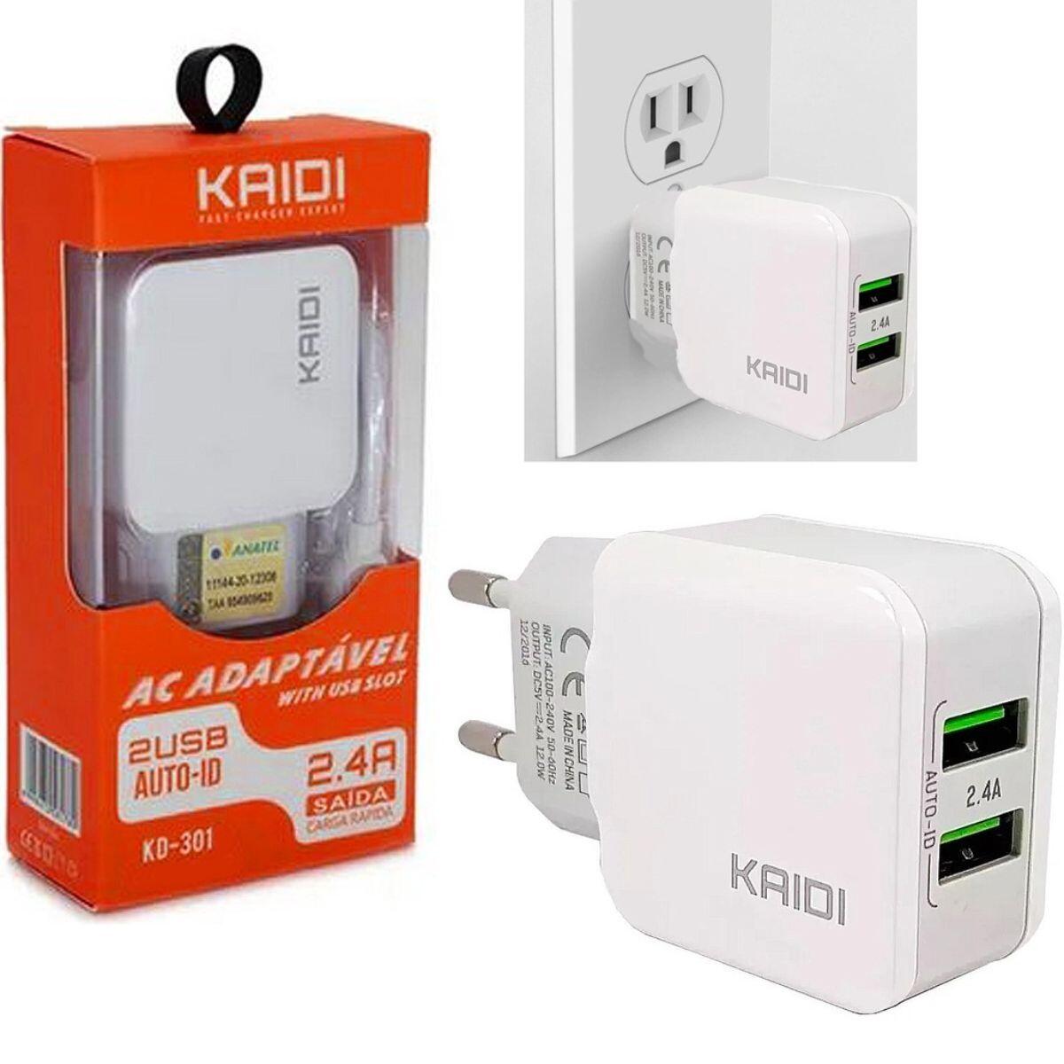 Carregador 2USB KD-301 Kaidi 2.4A Original - R$42,86