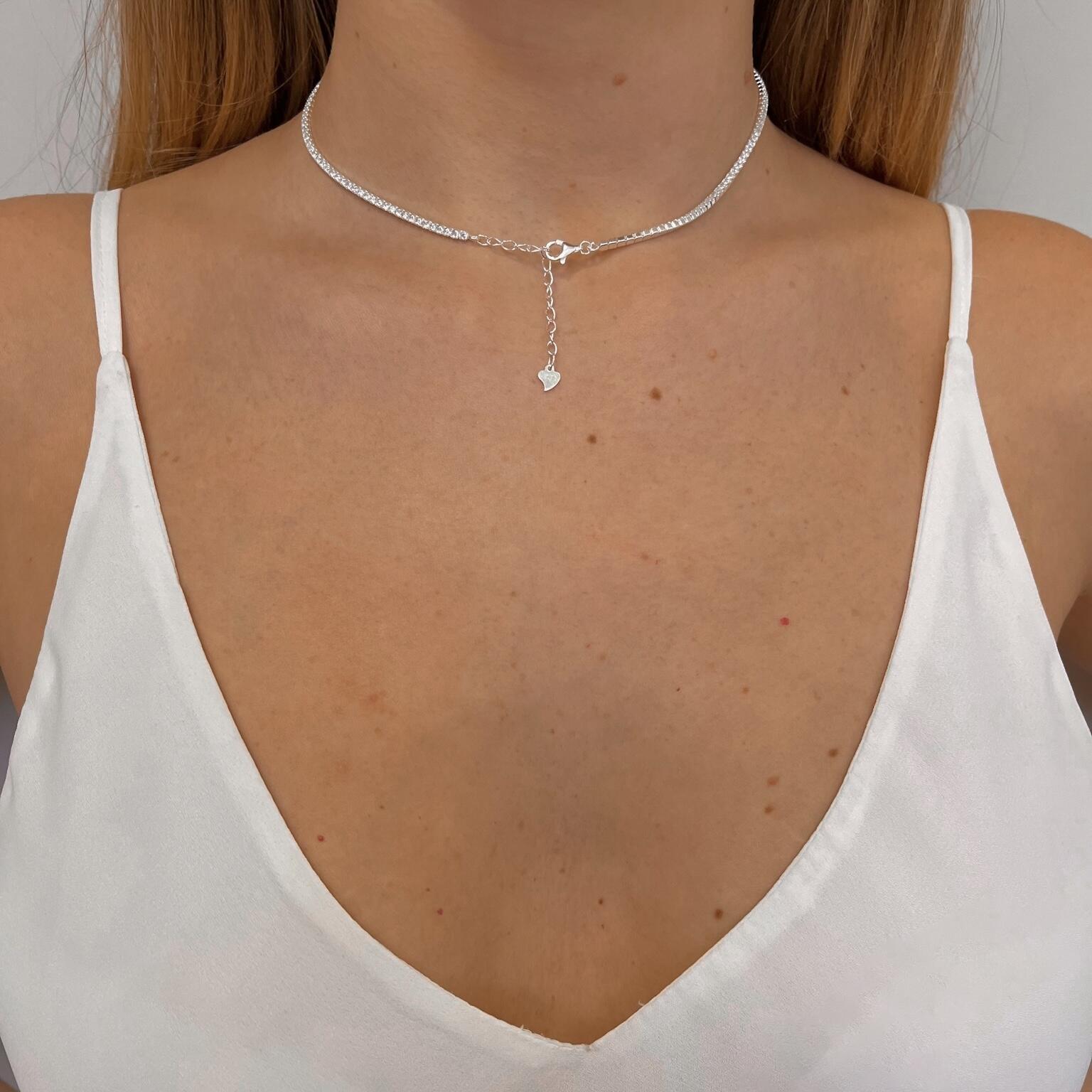 Colar Riviera Prata Zircônias 2mm, Brilho | Ella de Prata - a partir de ...
