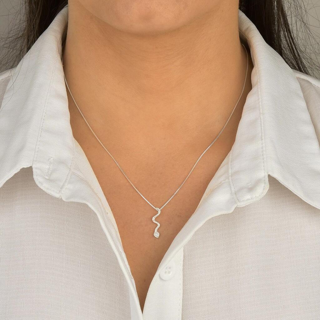 Comprar Colar Cobra Detalhes Zircônia Prata - a partir de R$116,30
