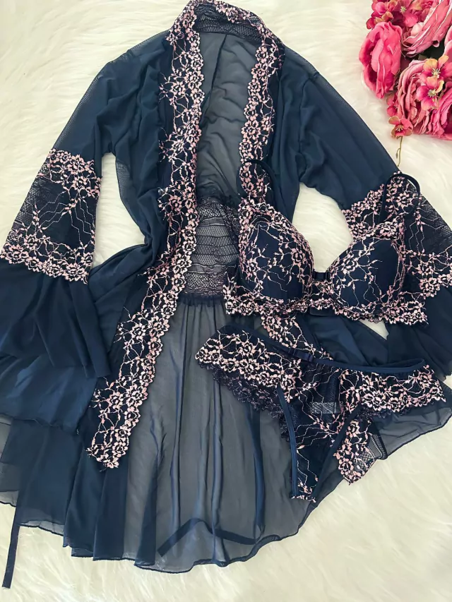 Comprar Robe Tule + Conjunto Bicudo - Fiore Moda Íntima