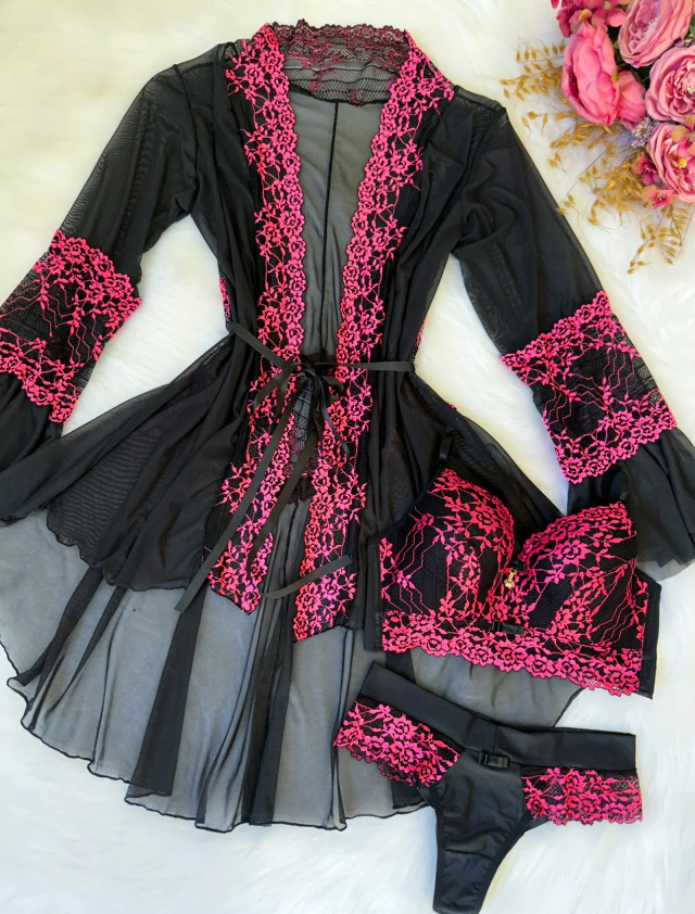 Comprar Robe Tule + Conjunto Glamour - Fiore Moda Íntima