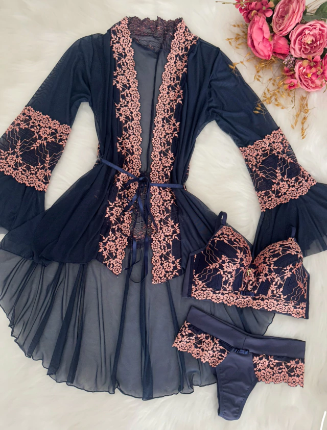 Comprar Robe Tule + Conjunto Glamour - Fiore Moda Íntima