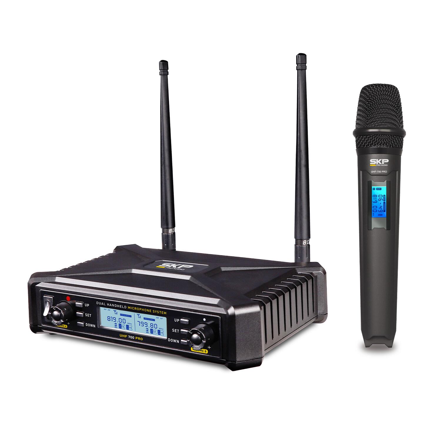 Comprar Kit Microfone Sem Fio Mão Headset e Lapela SKP UHF 700 Pro