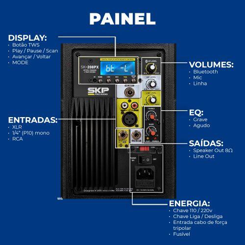 Comprar Sistema Profissional Caixa Ativa e Passiva SKP Pro SK 208 PX - 101dB Tudo para Sua Casa