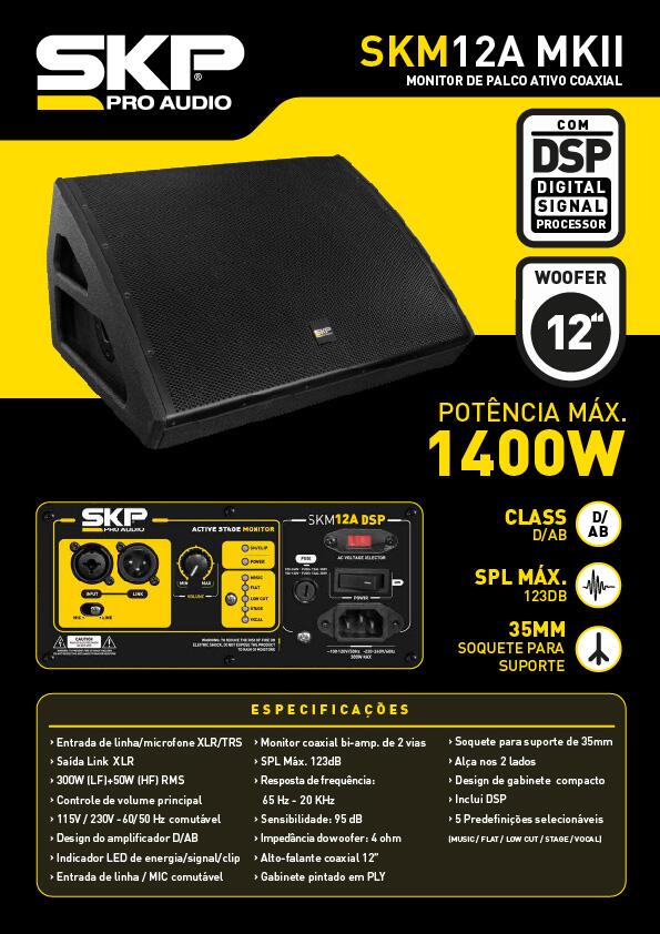 Comprar Monitor de Palco Ativo 12 Polegadas 350W SKP SKM 12A MKII