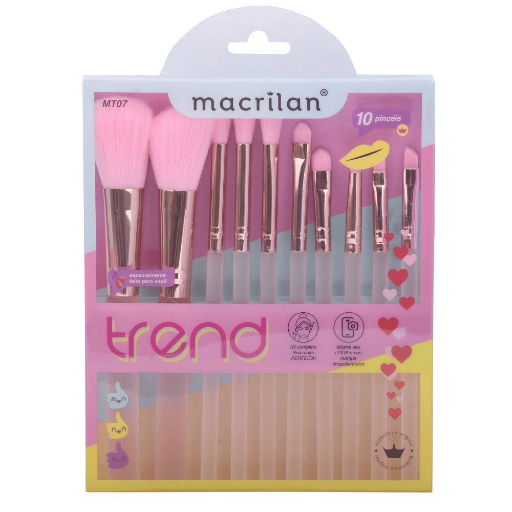 Comprar KIT C/10 PINCEIS TREND MACRILAN - MT07 - CORES - R$29,99 ...