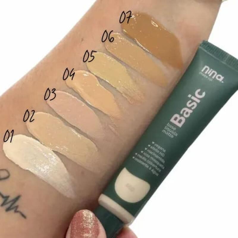 Comprar BASE LÍQ MATTE BASIC NINA MAKEUP B24 - COR 01 - R$36,99 ...