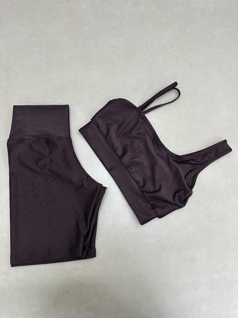 Comprar Conjunto Bermuda Plus + Top Ray Compressão Cacau - Dalu Fitness ...