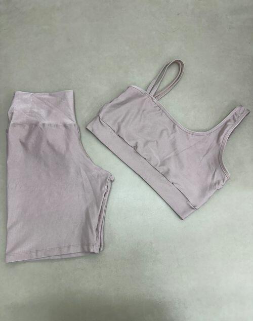 Comprar Conjunto Bermuda Plus + Top Ray Compressão Rosa Chá
