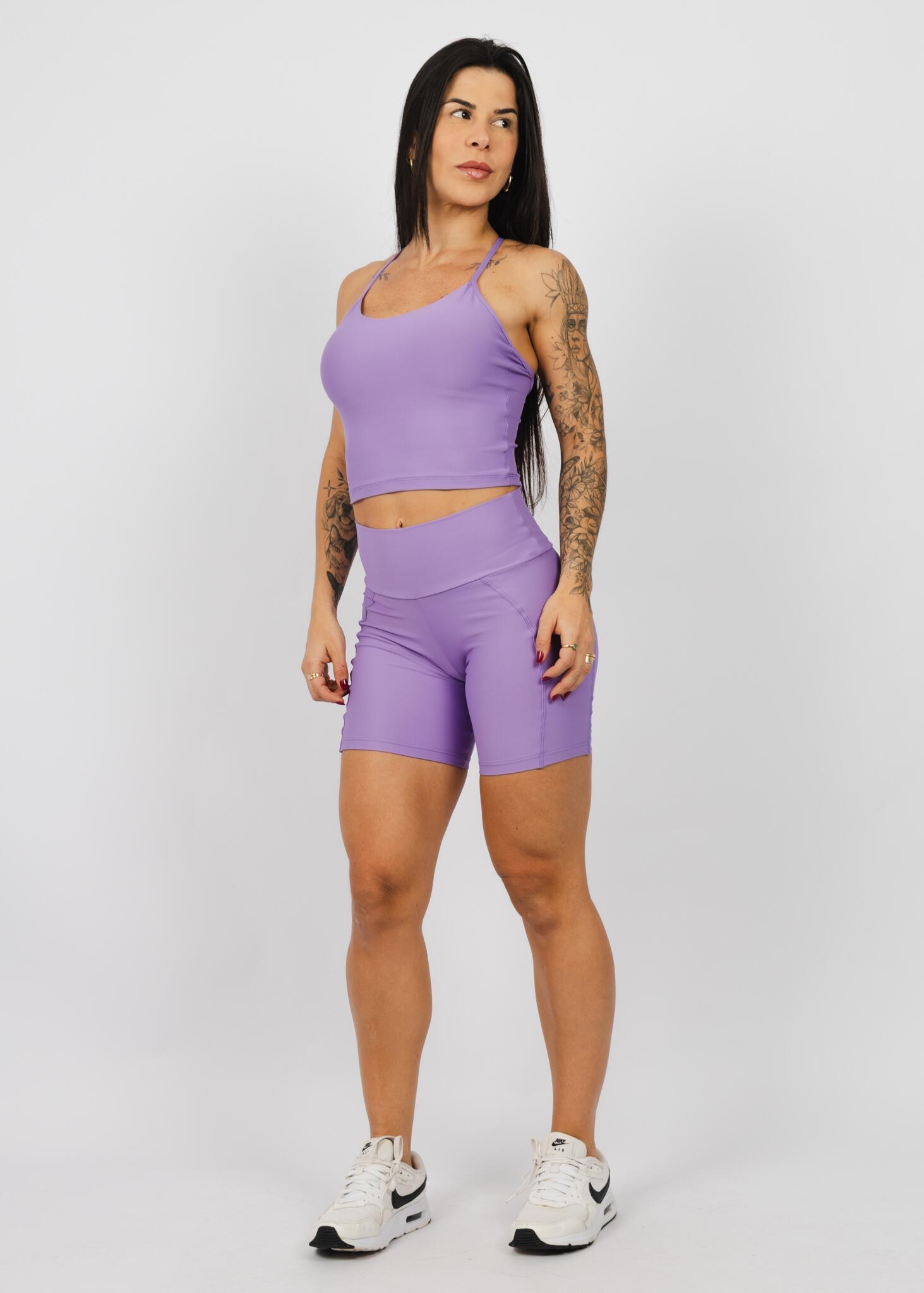 Comprar Conjunto Short Básico Suplex + Cropped Lily Lavanda