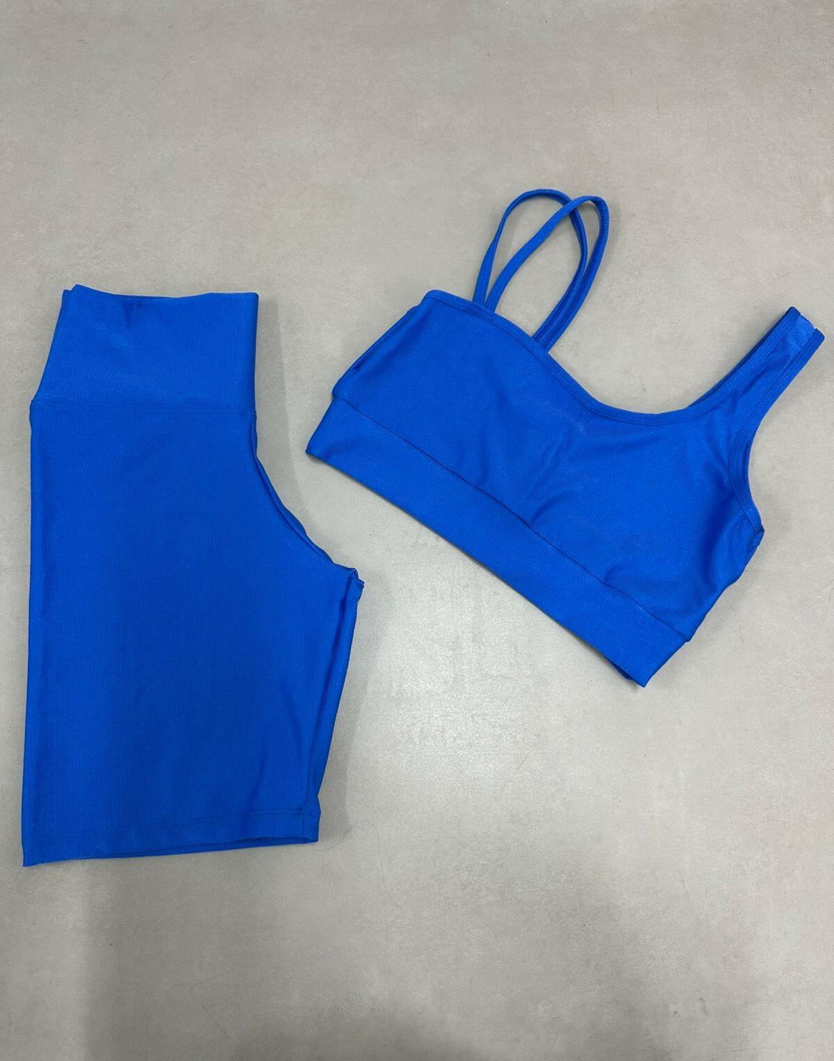 Comprar Conjunto Bermuda + Top Ray Compressão Azul Anil
