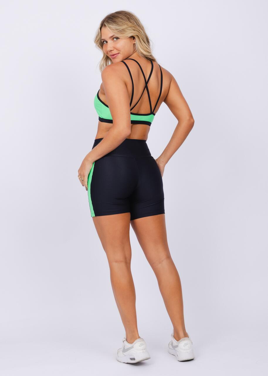 Comprar Conjunto Short Básico Valentina Preto + Verde Flúor