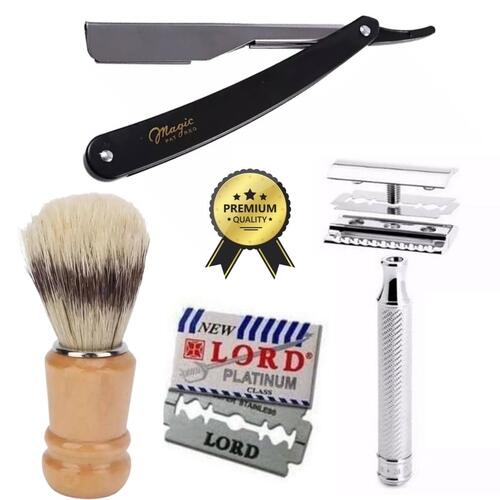 Kit Navalhete + Pincel Barbear + Barbeador Em Promoção - a partir de R ...