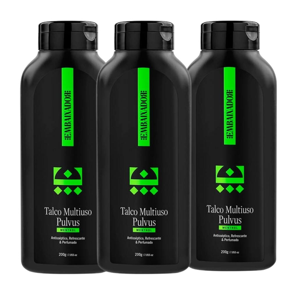 Kit 3 Talco Multiuso Pulvus Menthol Embaixador 200g Promoção